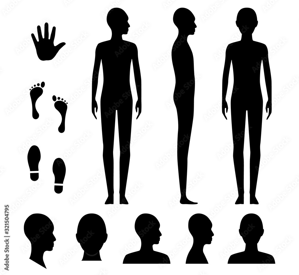 Non binary human body silhouette. Anonymous gender neutral head avatar ...