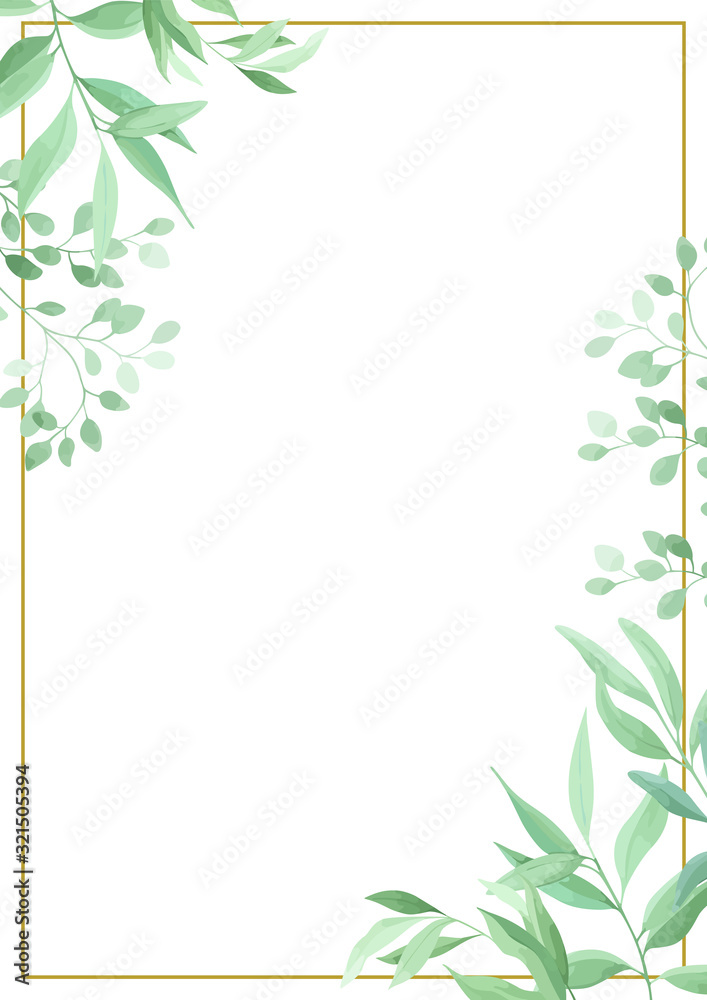 Floral frame template. Green leaves border. Vector illustration.. Stock ... Floral frame template. Green leaves border. Vector illustration.. Stock ...