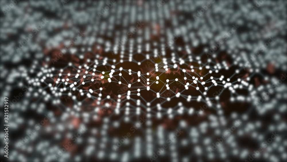 Polygonal formation of connected dots and lines moving randomly up and ...