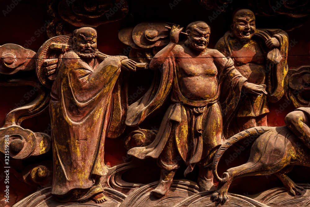 Element of carved decor in the imperial museum. Buddhist heroes. The ... Element of carved decor in the imperial museum. Buddhist heroes. The ...
