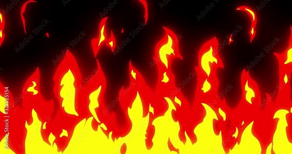 Fire Cartoon Wall Big Animation Hand Drawn. 2d Fire Cartoon Elements ...