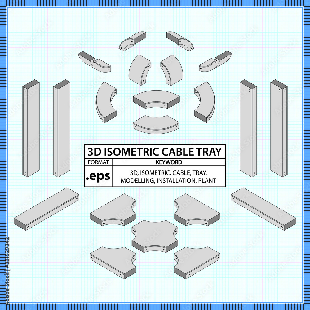 3D ISOMETRIC CABLE TRAY MODELLING INSTALLATION FOR PLANT Stock Vector ...