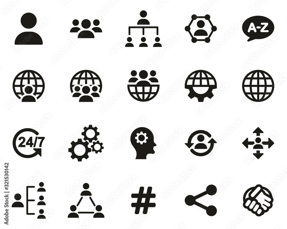 Organization & Structure Icons Black & White Set Big Stock Vector ...