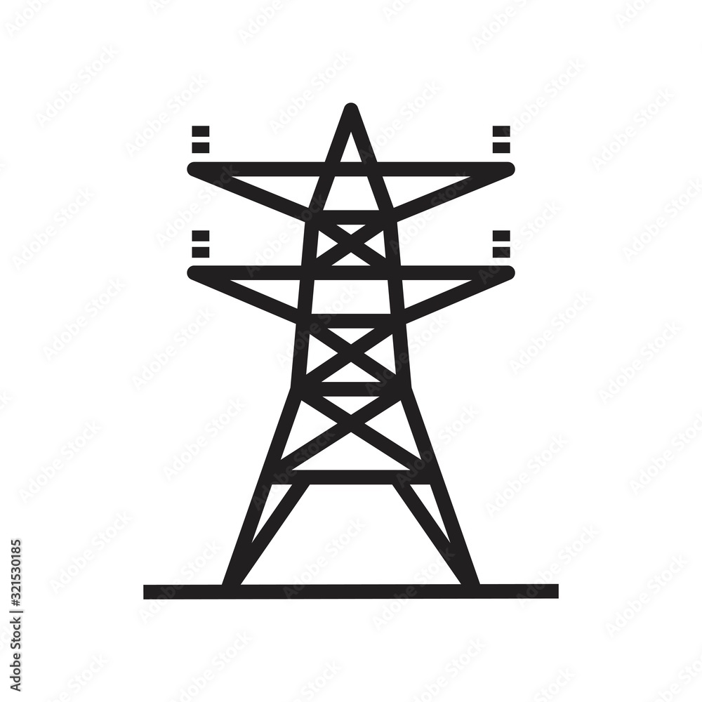 Electric tower, Overhead power line icon template black color editable ...