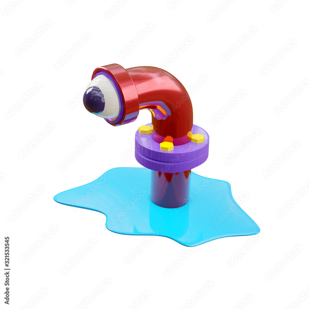 Cartoon monster in a sewer pipe in glossy red, looks with one eye, like ...