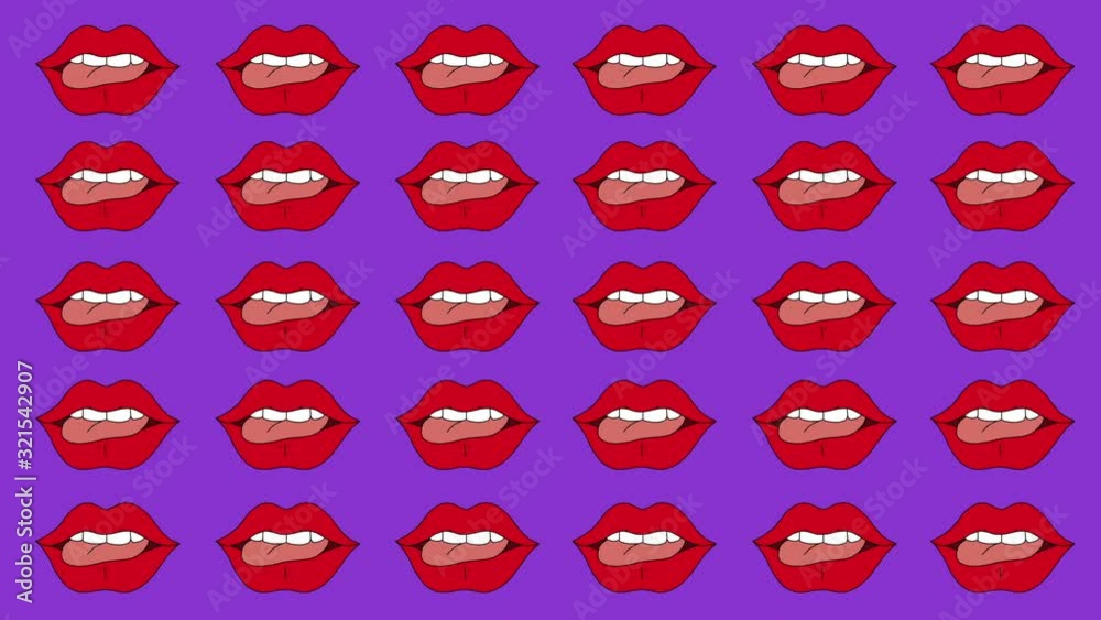 Lips Lick Backgrounds Animation. Hand drawn animation backgrounds with ...