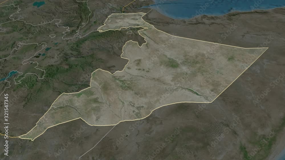 Somali, state with its capital, zoomed and extruded on the satellite ...