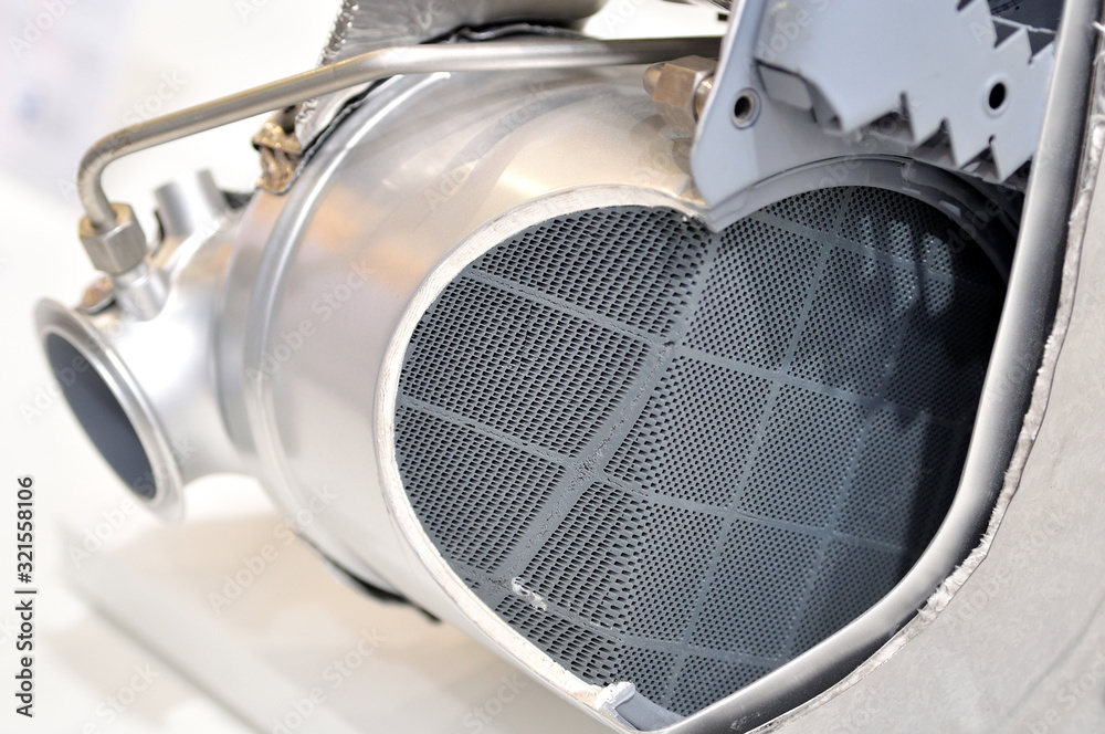 Car catalyst with ceramic monolith inside, detailed view. Stock Photo ...