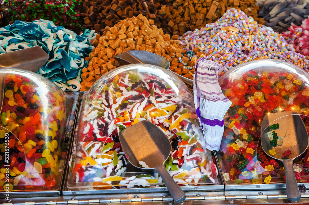 stall with sweets in various shapes and colours Stock Photo | Adobe Stock