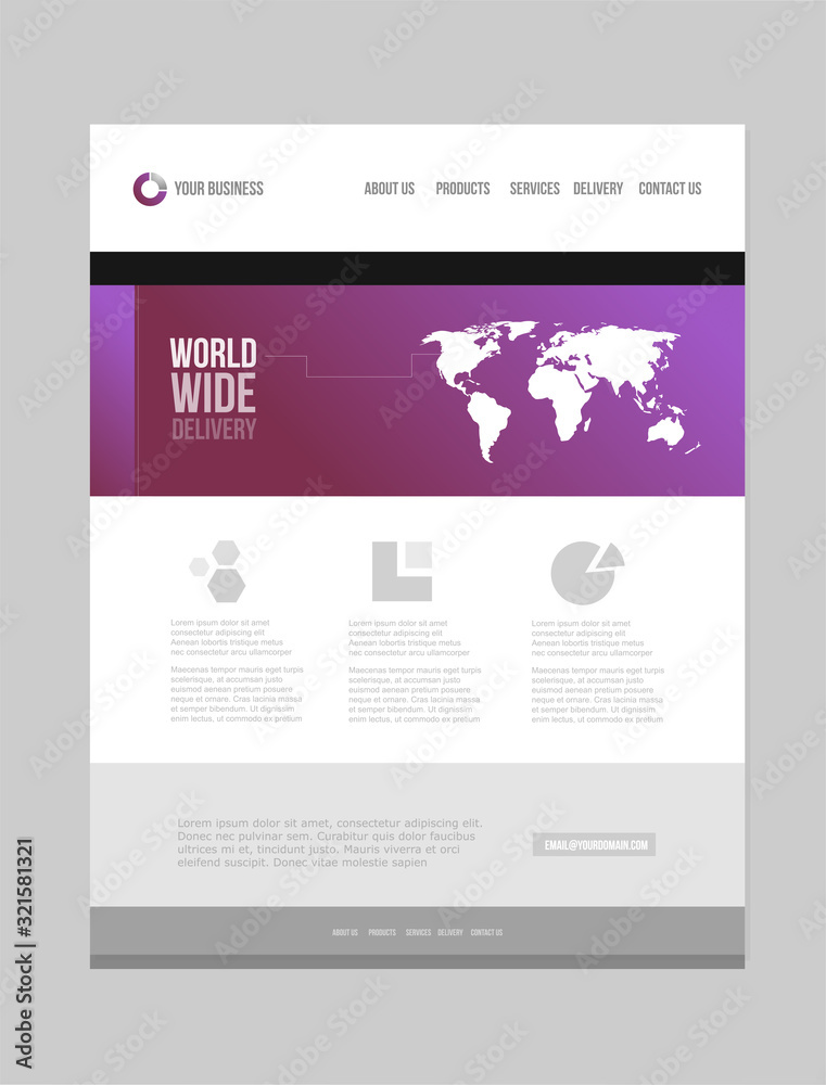 pink grey color finance business website design page with responsive ...