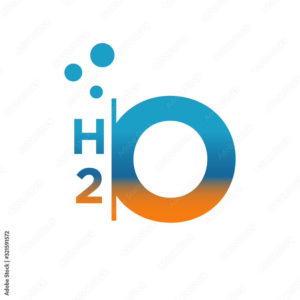 custom H2O logo chemical formula for water the letter of H2O vector ...
