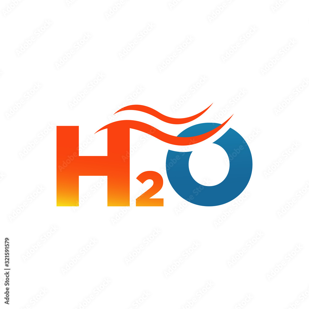 custom H2O logo chemical formula for water the letter of H2O vector ...