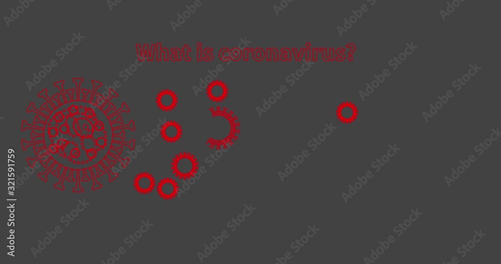 4K animation of red coronavirus cells and symptoms. Coronavirus outline ...