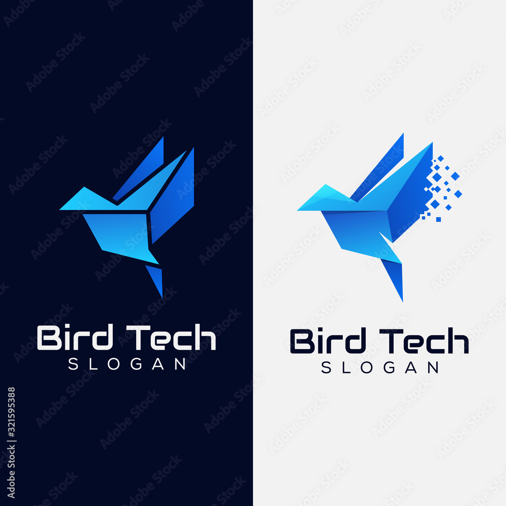 bird technology logo, digital bird logo template Stock Vector | Adobe Stock