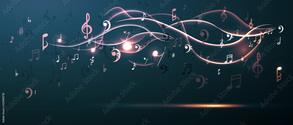 Music background abstract music notes and musical key. Fun concept ...