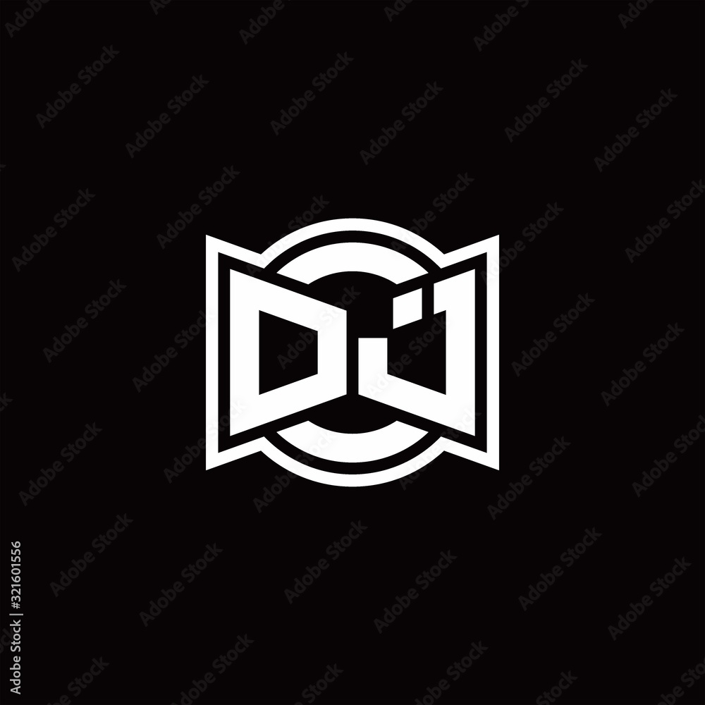 DJ logo monogram with ribbon style circle rounded design template Stock ...