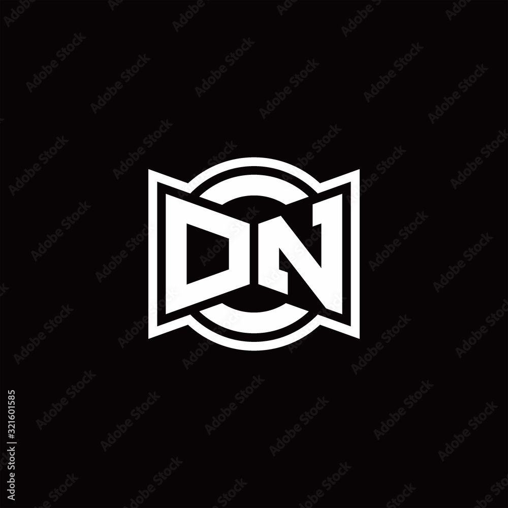 DN logo monogram with ribbon style circle rounded design template Stock ...