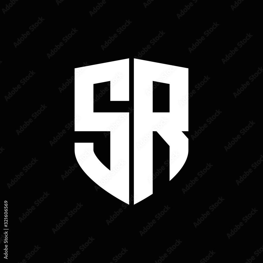 SR logo monogram with shield shape design template Stock Vector | Adobe ...