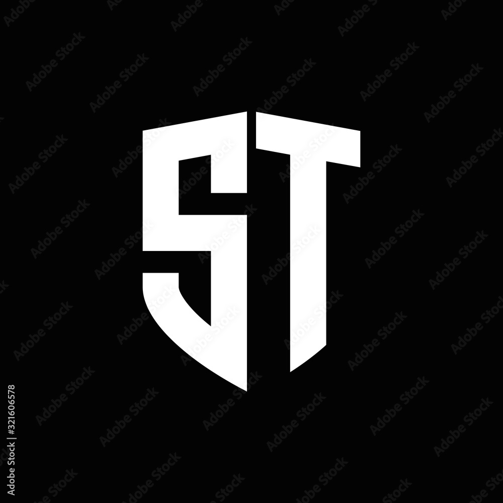 ST logo monogram with shield shape design template Stock Vector | Adobe ...
