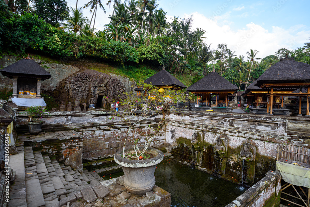 Ancient 9th century Balinese temple, Goa Gajah or Elephant Cave in Bali ...