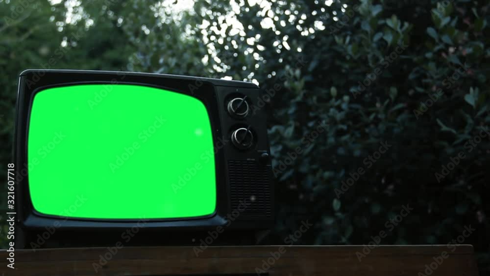 Vidéo Stock Vintage TV Green Screen Outdoor. Zoom In. You can Replace ...