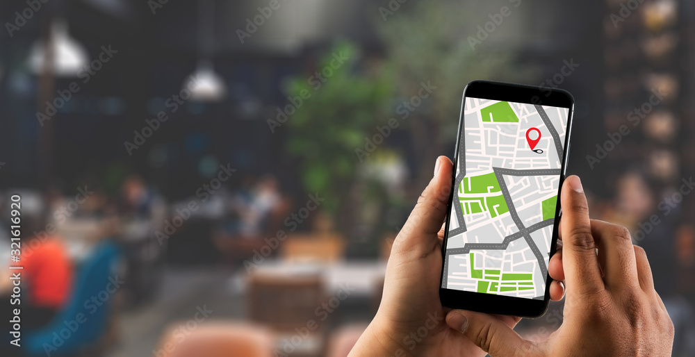 GPS Map to Route Destination network connection Location Street Map ...