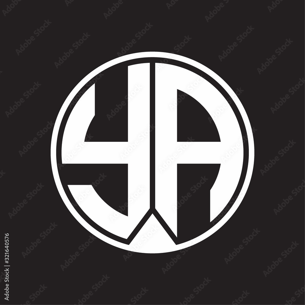 YA Logo monogram circle with piece ribbon style on black background ...