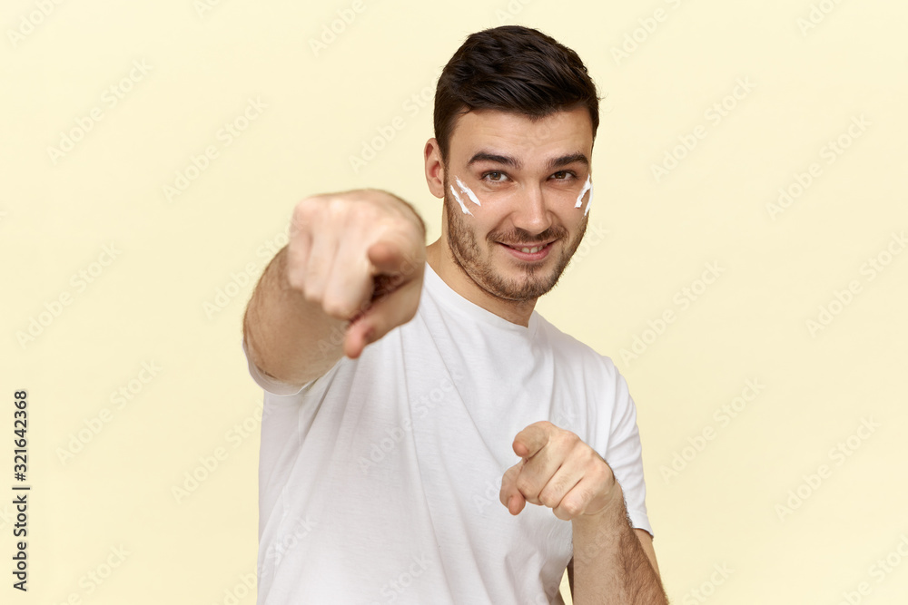 Signs, gestures, symbols and non verbal communication. Portrait of ...