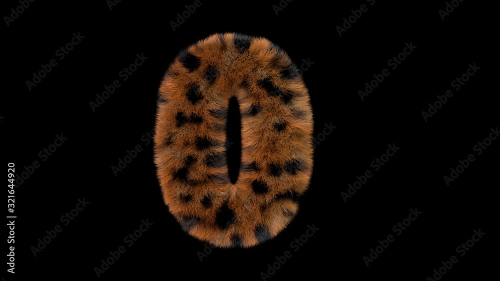 3d animated furry leopard typeface text with alpha channel 0 Stock ...