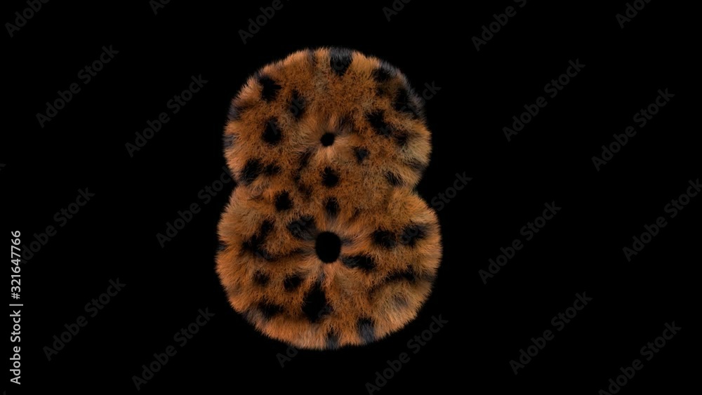 3d animated furry leopard typeface text with alpha channel 8 Stock ...
