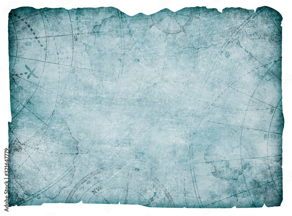 old blue blank treasure map isolated Stock Photo | Adobe Stock