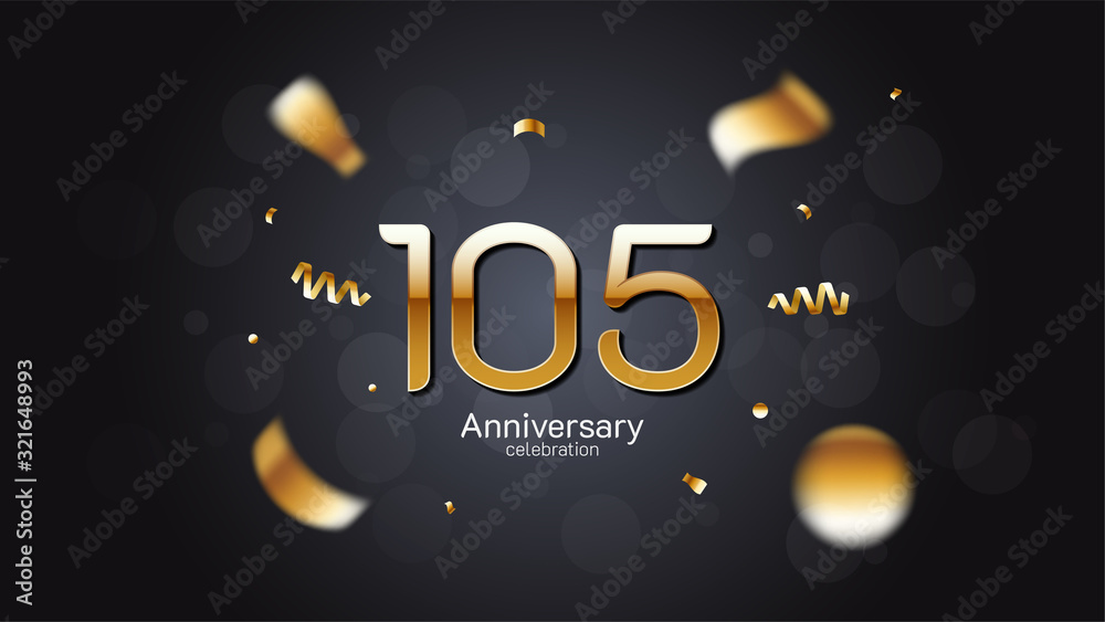 105th anniversary celebration Gold numbers editable vector EPS 10 ...