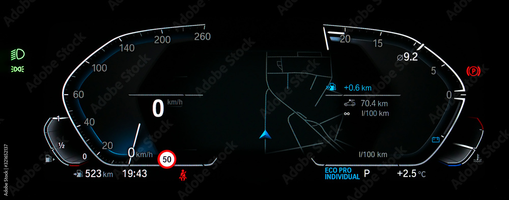 Fotka „Modern fully digital LCD instrument cluster with navigation ...
