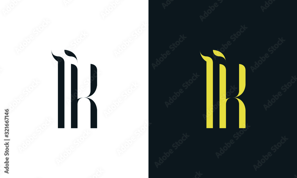 Minimalist abstract line art letter TK logo. This logo icon incorporate ...
