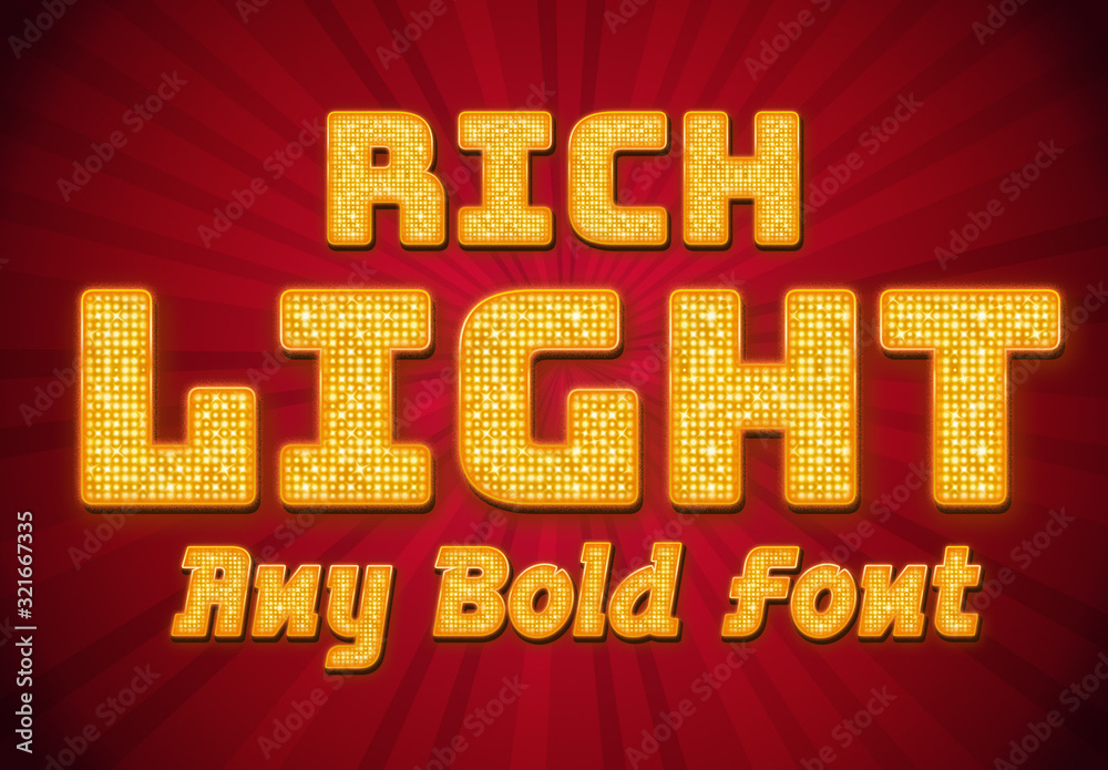 Rich Bright Light Text Style Mockup Stock Template | Adobe Stock