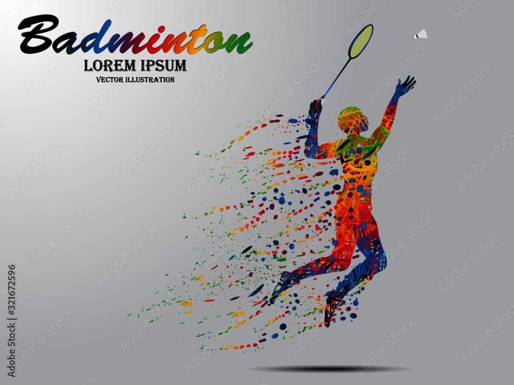 Visual drawing movement to badminton sport and jumper at fast of speed ...
