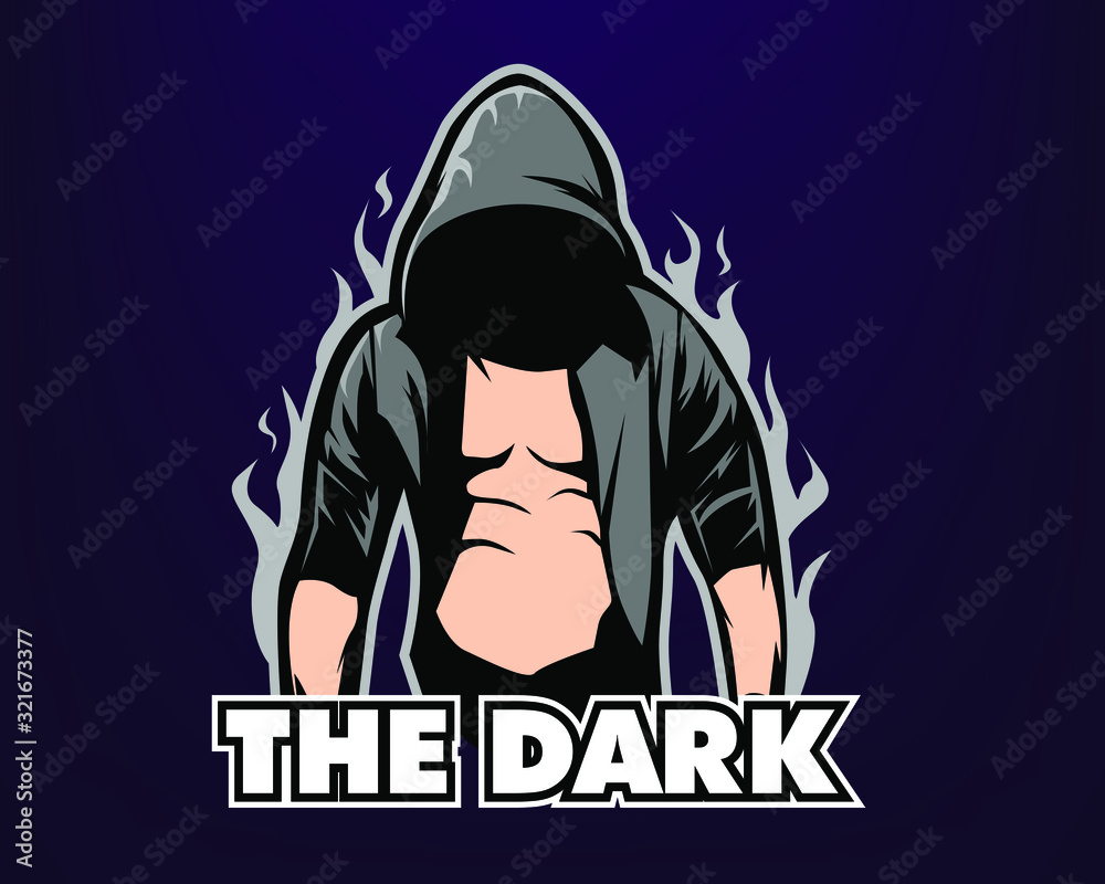 THE DARK MASCOT LOGO ISOLATED, MAN WITH HOODIE, LOGO FOR TEAM_EPS10 ...