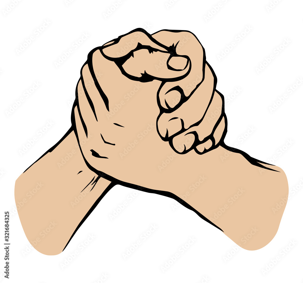 Hand wrestling contest. Vector drawing Stock Vector | Adobe Stock