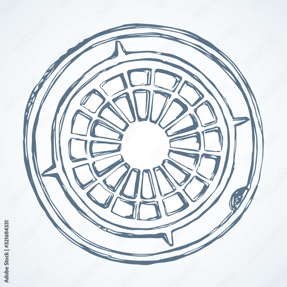 Round manhole cover. Vector drawing Stock Vector | Adobe Stock