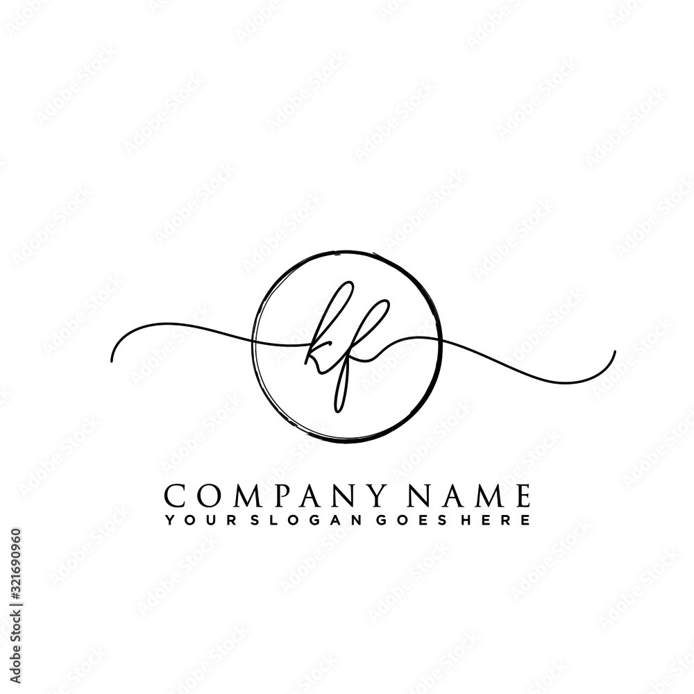 Initial letter KF Signature handwriting Logo Vector Stock Vector ...