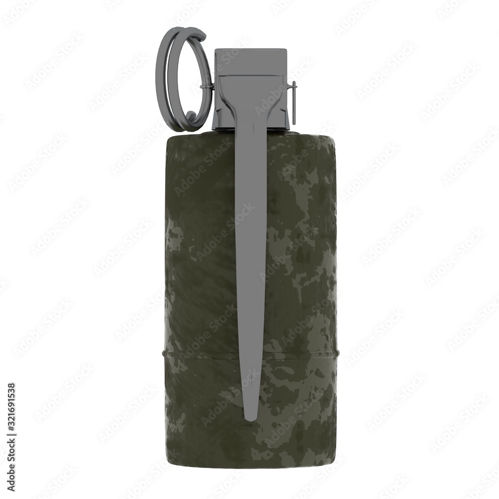 Grenade on a white background. Isolate. 3D rendering of excellent ...