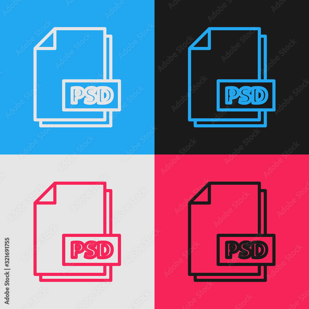 Color line PSD file document. Download psd button icon isolated on ...
