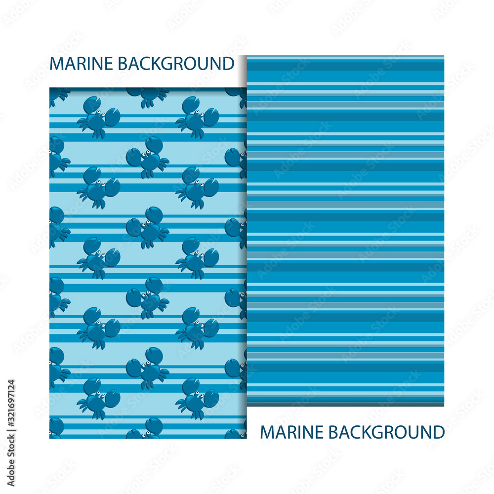 Sea backgrounds. Blue crab.Vector geometric pattern. Seamless pattern ...