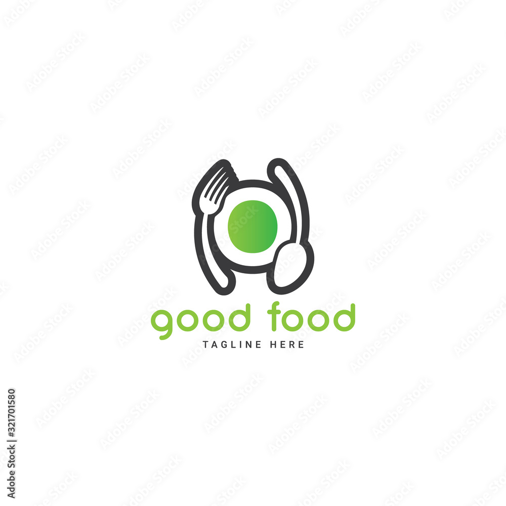 Good Food logo design template. Vector letter O logotype illustration ...