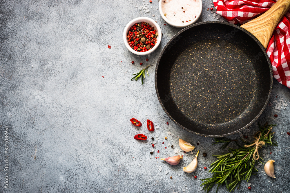 Food cooking background on kitchen table top view. Stock Photo | Adobe ...