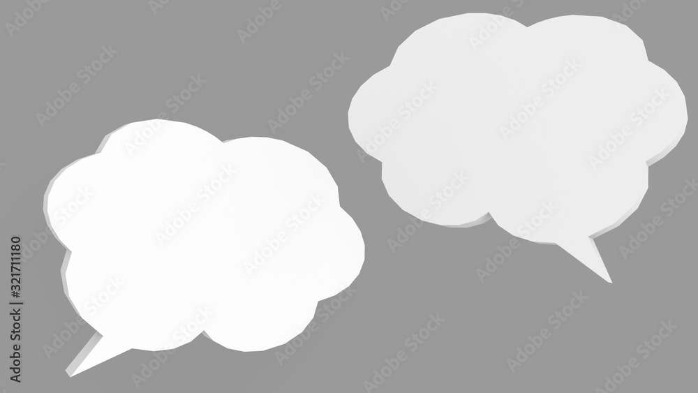 3D render illustration of word balloon icon symbol of communication ...