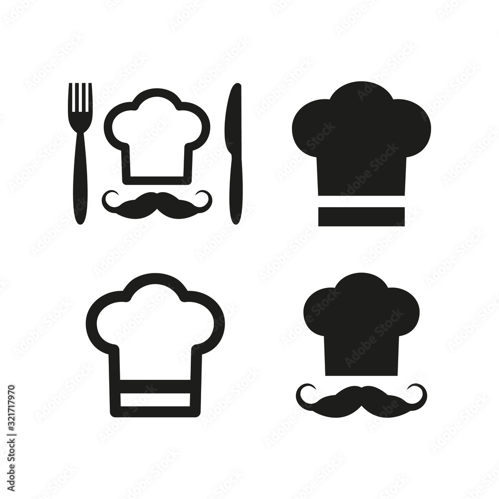 Chef icons on white background. Stock Vector | Adobe Stock