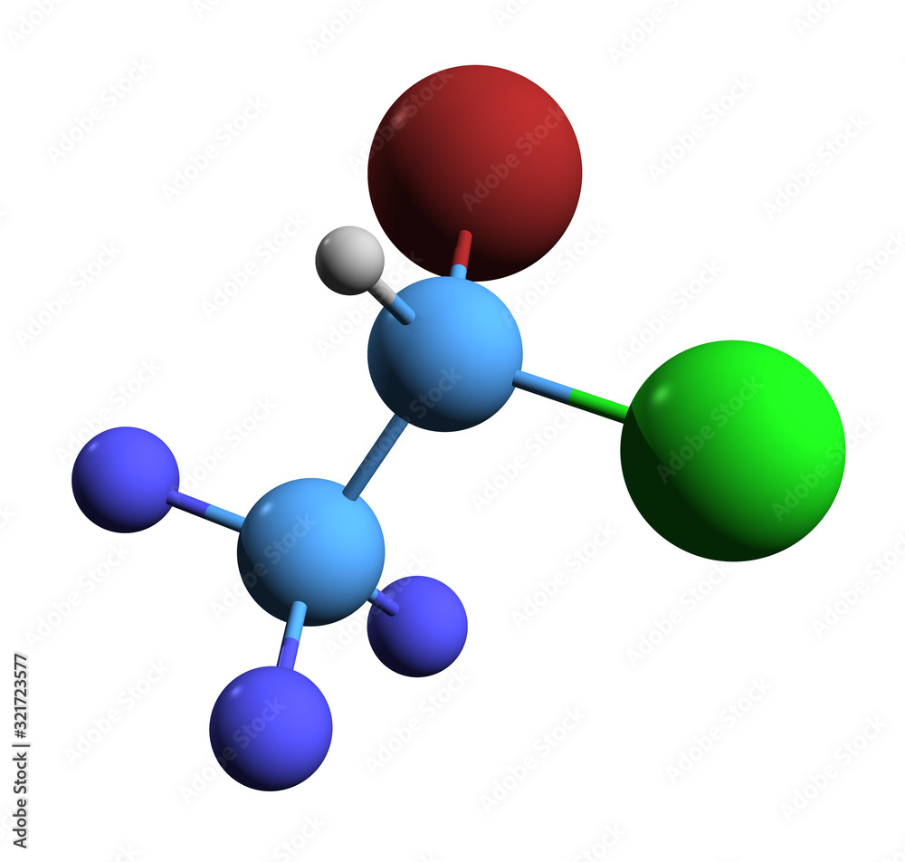 3D image of halothane skeletal formula - molecular chemical structure ...