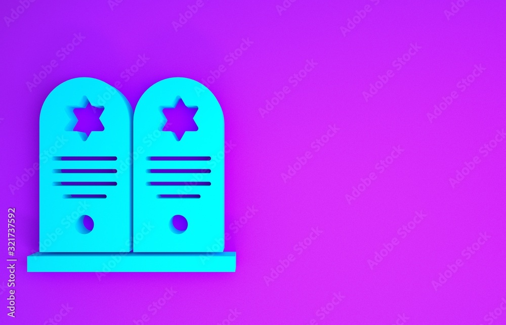 Blue Tombstone with star of david icon isolated on purple background ...