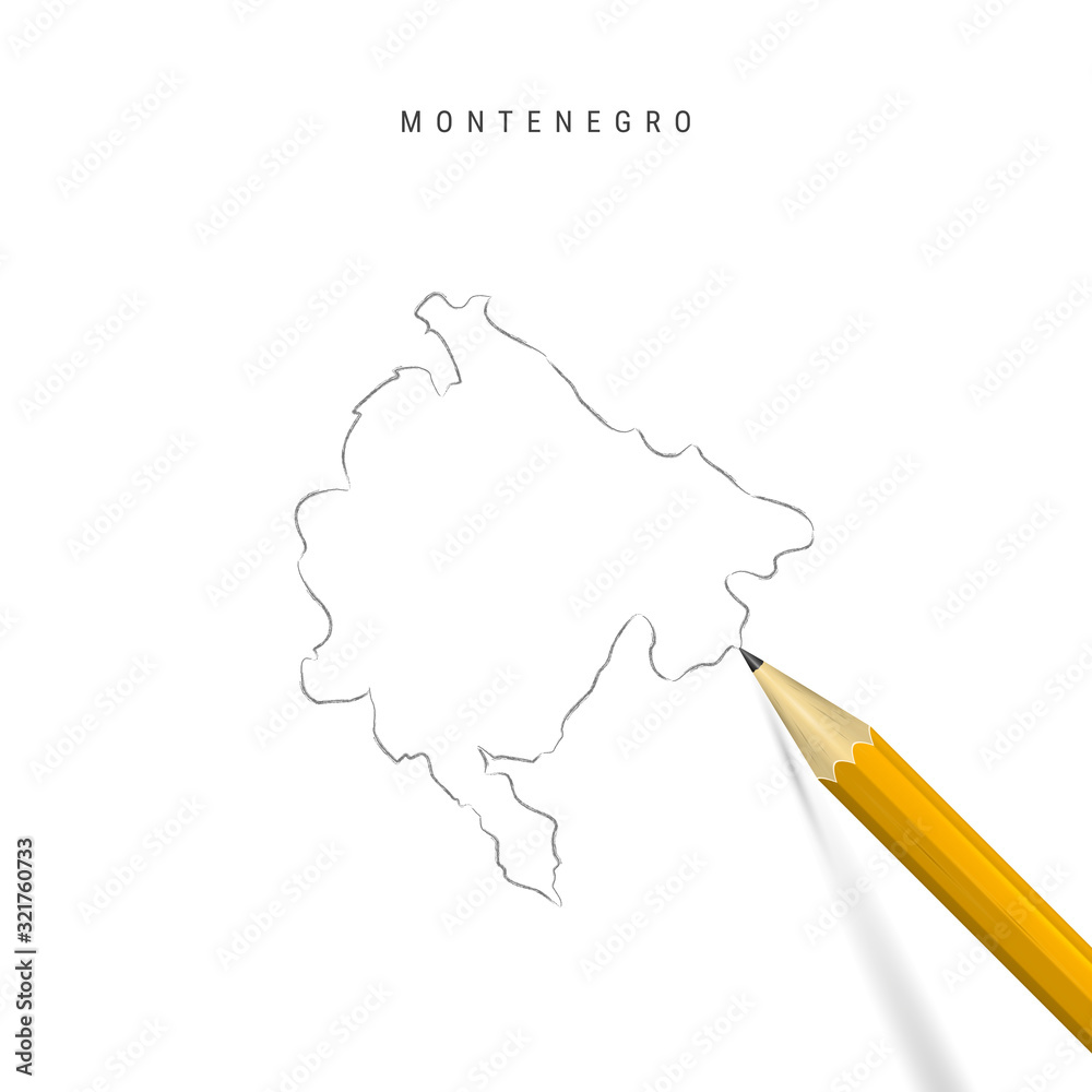Montenegro freehand pencil sketch outline vector map isolated on white ...